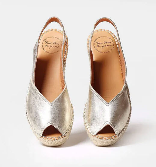 The Peep Toe Espadrille in Platinum – Shoes 'N' More