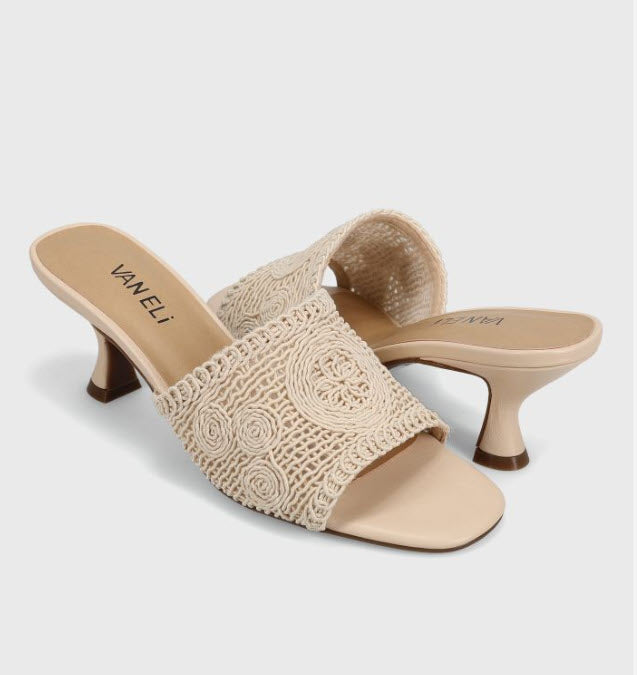 The Mid Kitten Heel Embroidered Slide Sandal in Rice – Shoes 'N' More
