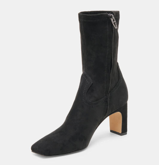 The Mid Calf Stretch Bootie with Western Detail in Onyx – Shoes 'N' More